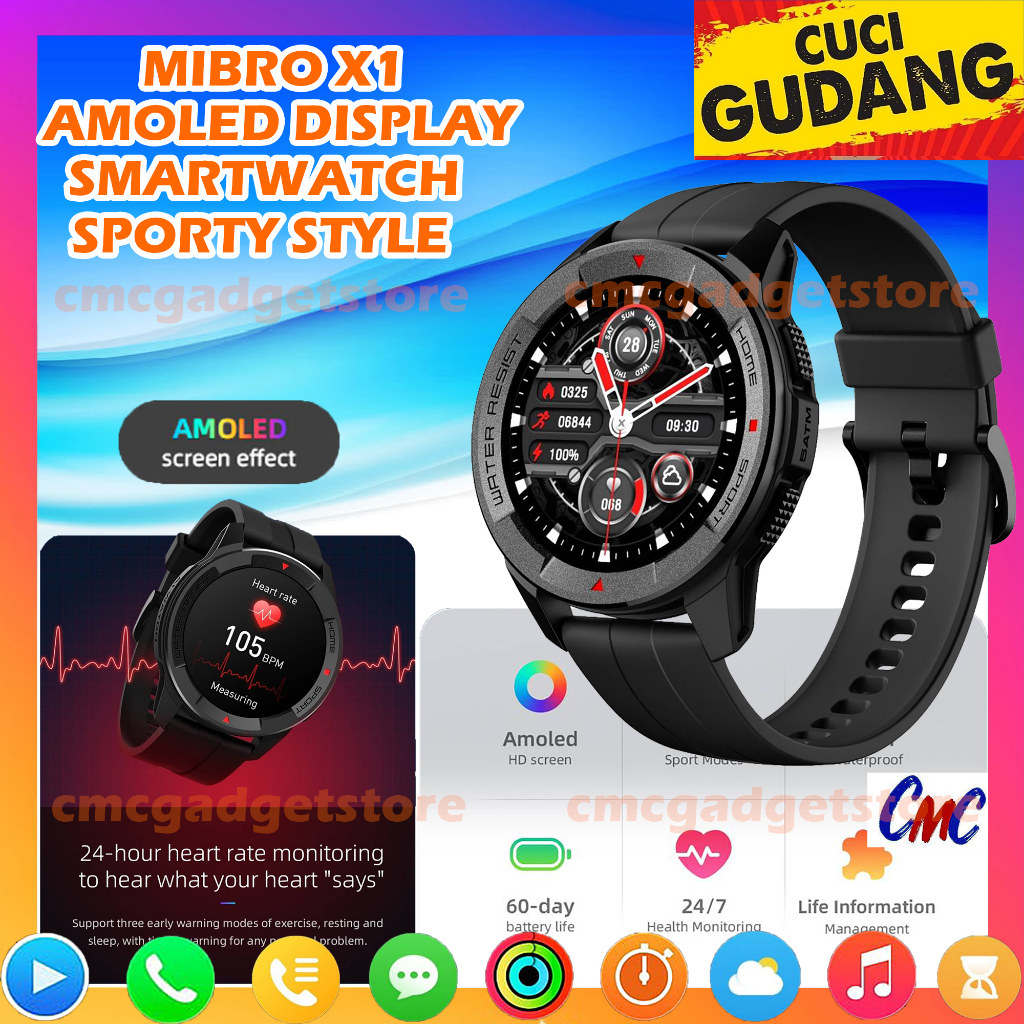 Jual Mibro X1 Amoled Smartwatch Sporty 1.3 inch Display | Shopee Indonesia