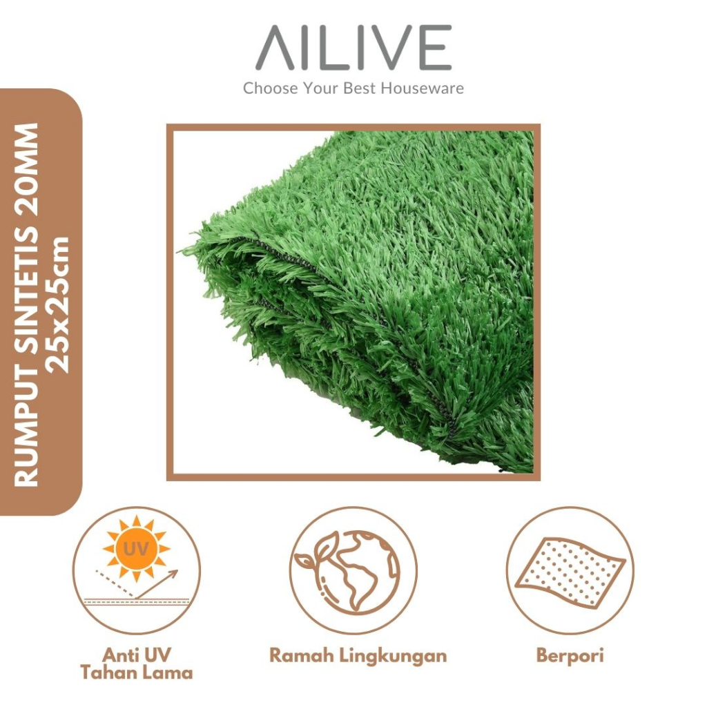 Jual Karpet Rumput Sintetis 20mm Ukuran 25x25cm Rumput Palsu Artificial ...