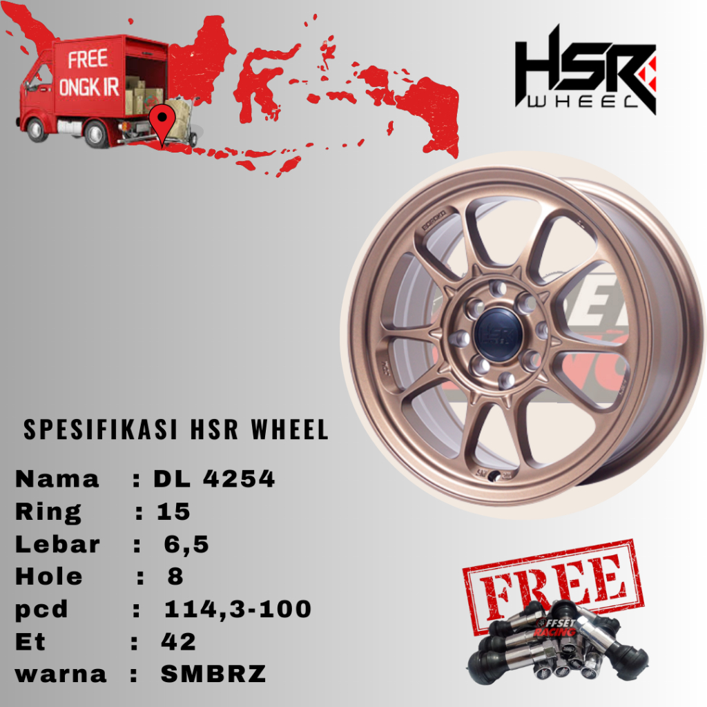 Jual velg mobil HSR DL R15 terbar pcd untuk mobil Estilo, Freed, Ferio ...