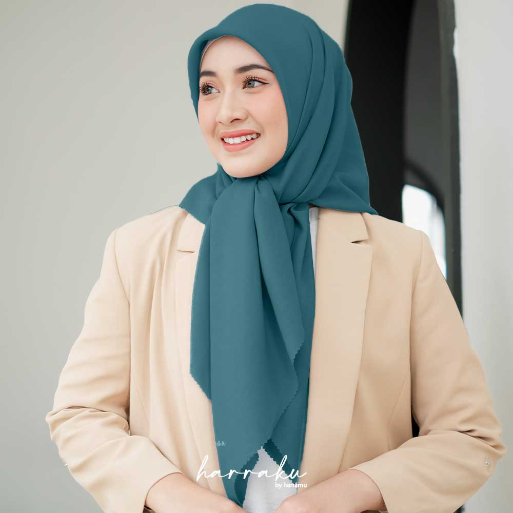 Jual HARRAMU Jilbab Segiempat Warna Atlantic Sea Voal Paris Premium Polos Hijab Segi 4 Empat ...