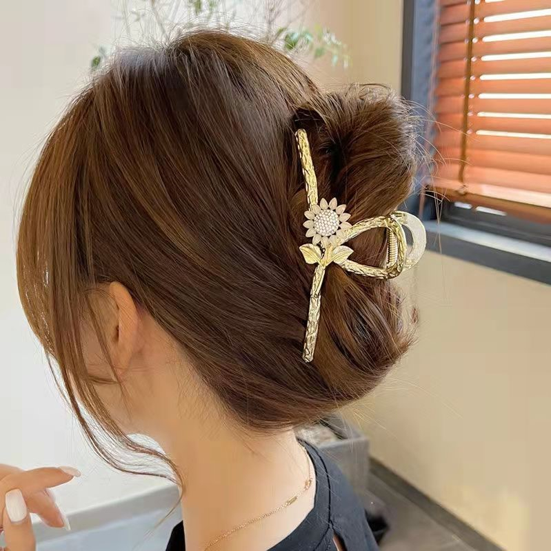 Jual Jepit Rambut Korea JUMBO 11.5cm Bahan Alloy Model Bunga Matahari ...