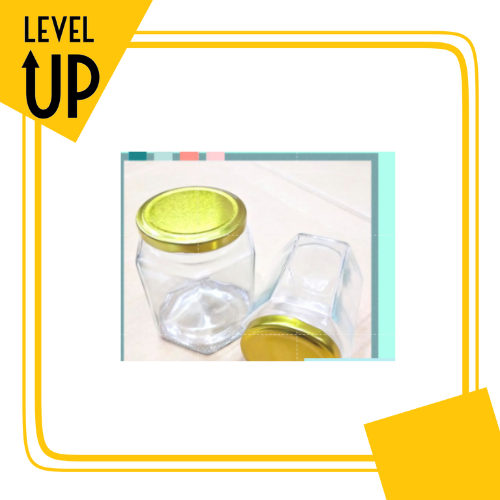 Jual BOTOL KACA / JAR SELAI BENING SEGI ENAM TUTUP GOLD | Shopee Indonesia