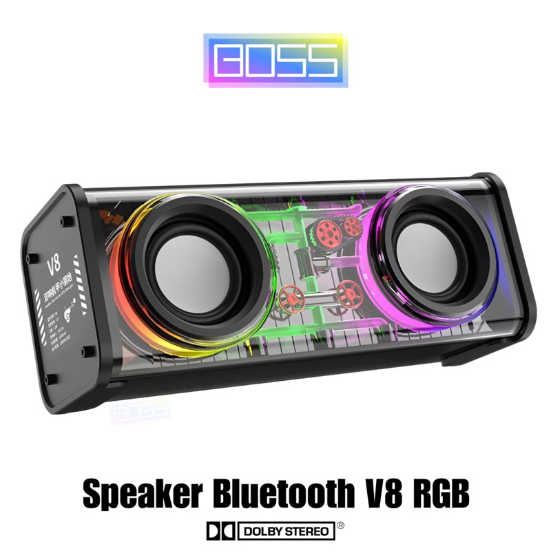 Jual Bluetooth speaker V8 Portable Wireless Bluetooth RGB LED Light 360° Stereo Surround Double ...