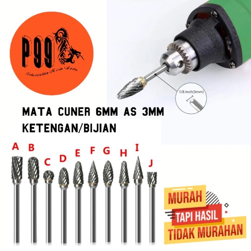Jual mata cuner Ketengan/bijian pilih 6mm as 3mm bor tuner mini bor ...