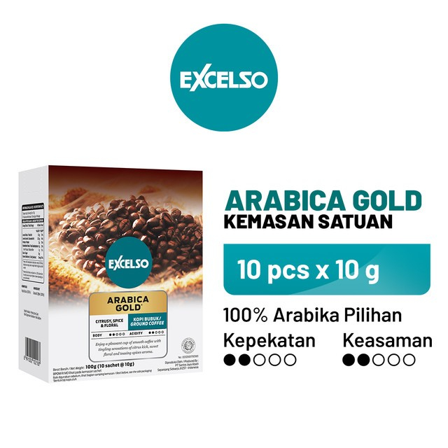 Jual KOPI PREMIUM EXCELSO ARABICA GOLD Bubuk Kopi 1 Folding Box ISI 10 ...