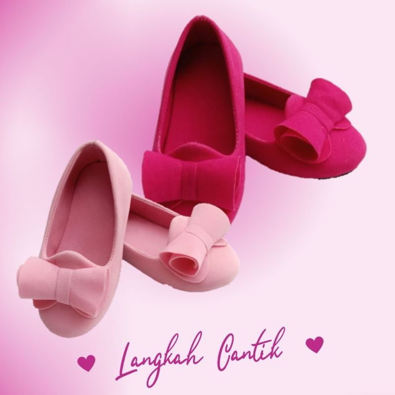 Jual Sepatu anak perempuan slop lucu motif pita flat shoes selop anak ...