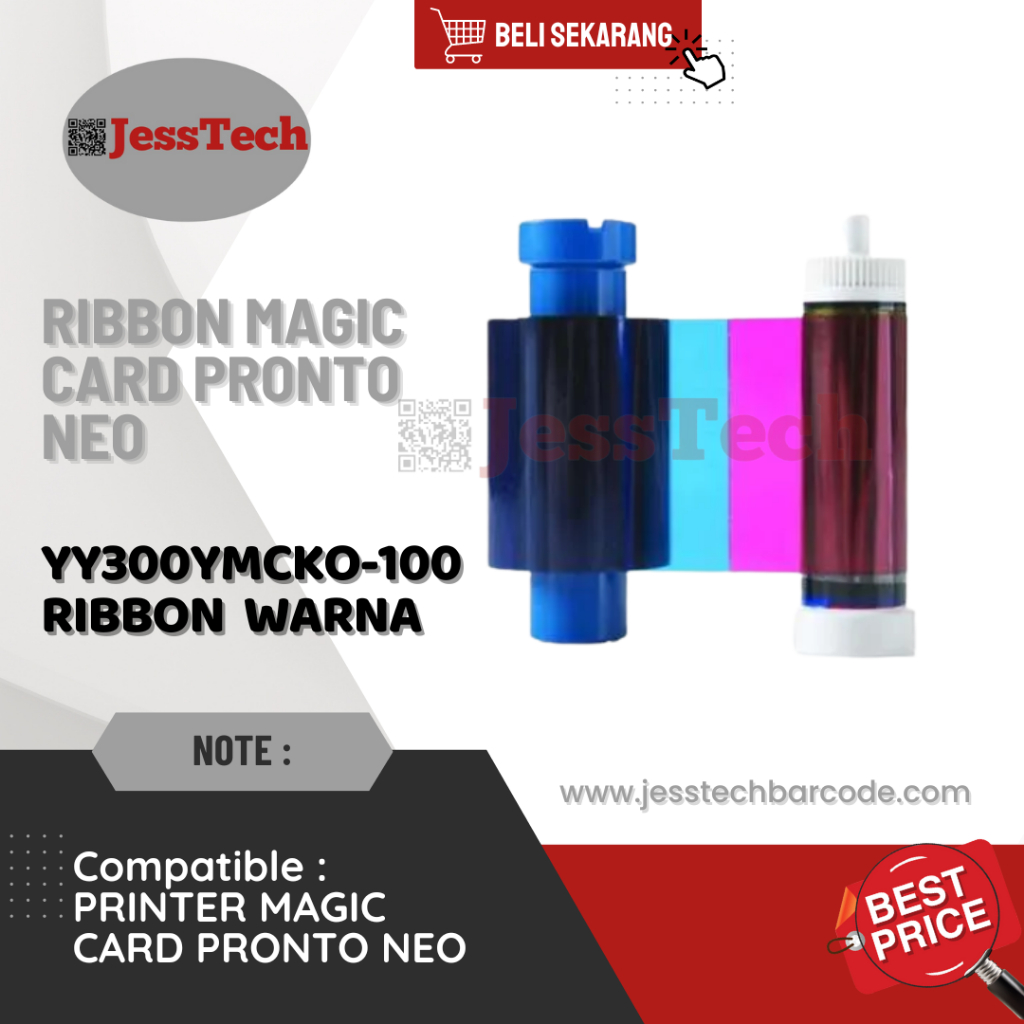 Jual Ribbon YMCKO Printer ID Card Magicard Pronto Neo PN YY300YMCKO-100 ...