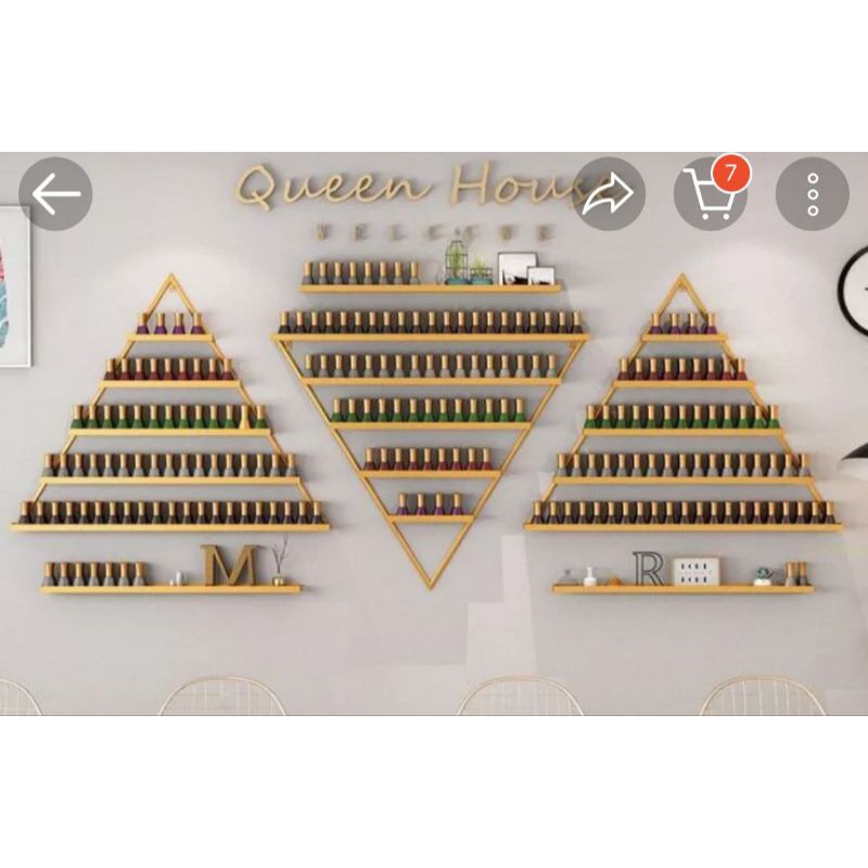 Jual Rak kayu gantung segitiga/Rak Nail art/Rak display salon harga ...
