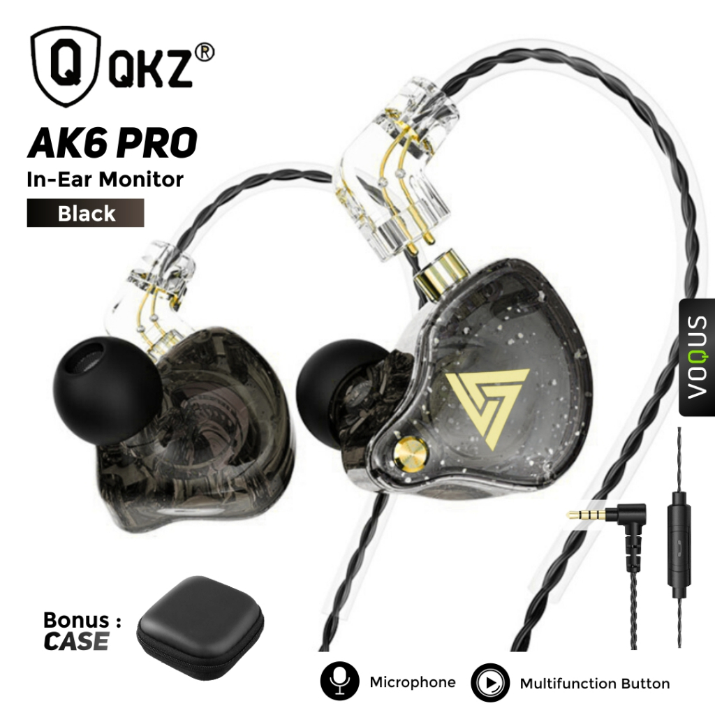 Jual Earphone QKZ AK6 Pro Mic Bass In Ear Monitor Headset Detachable IEM | Shopee Indonesia