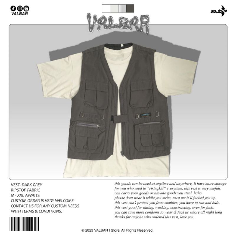 Jual VALBAR VEST GREY - TACTICAL - ABUABU - ROMPI LAPANGAN OUTDOOR ...