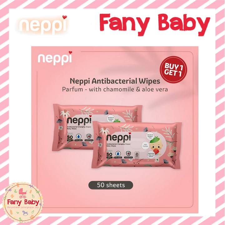 Jual NEPPI ANTIBACTERIAL CHANGING DIAPER BABY WIPES BUY 1 GET 1 - 50'S ...