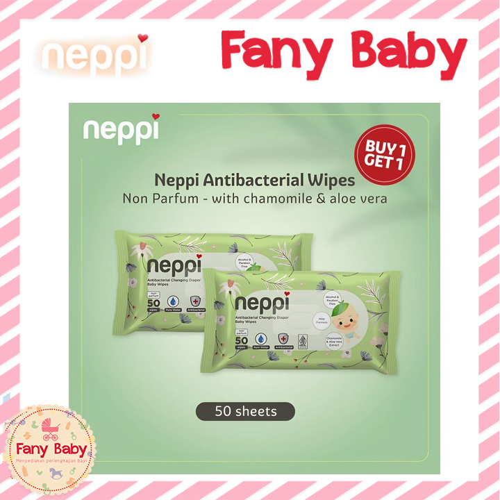 Jual NEPPI ANTIBACTERIAL CHANGING DIAPER BABY WIPES BUY 1 GET 1 - 50'S ...