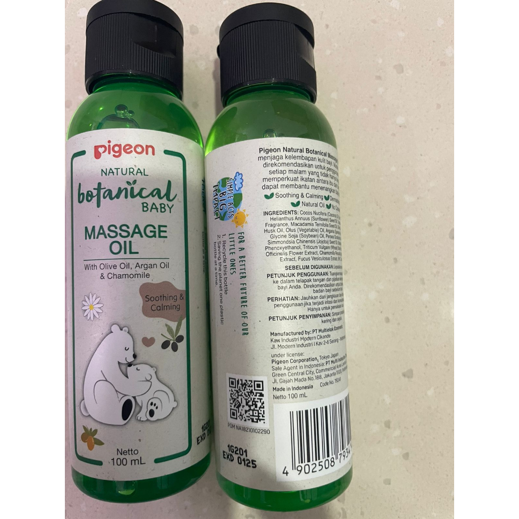 Jual PIGEON BOTANICAL BABY OIL MASSAGE 100 ML | Shopee Indonesia