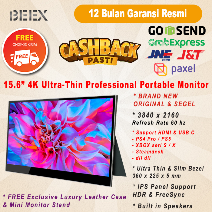 Jual BeeX.ID 15.6" 4K Premium Ultra-Thin Portable Monitor Type C HDMI ...