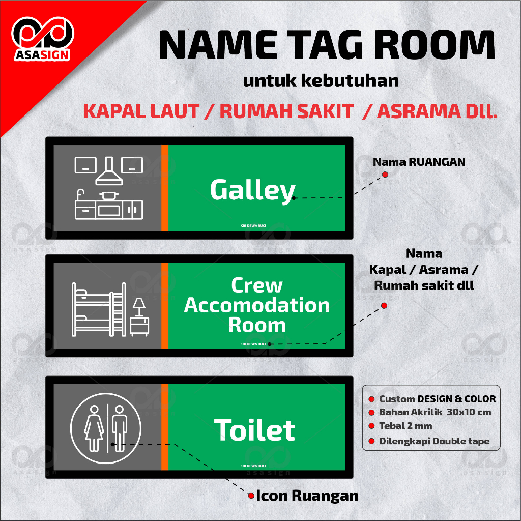 Jual PAPAN NAMA RUANGAN AKRILIK / Name tag room modern dengan Icon ...