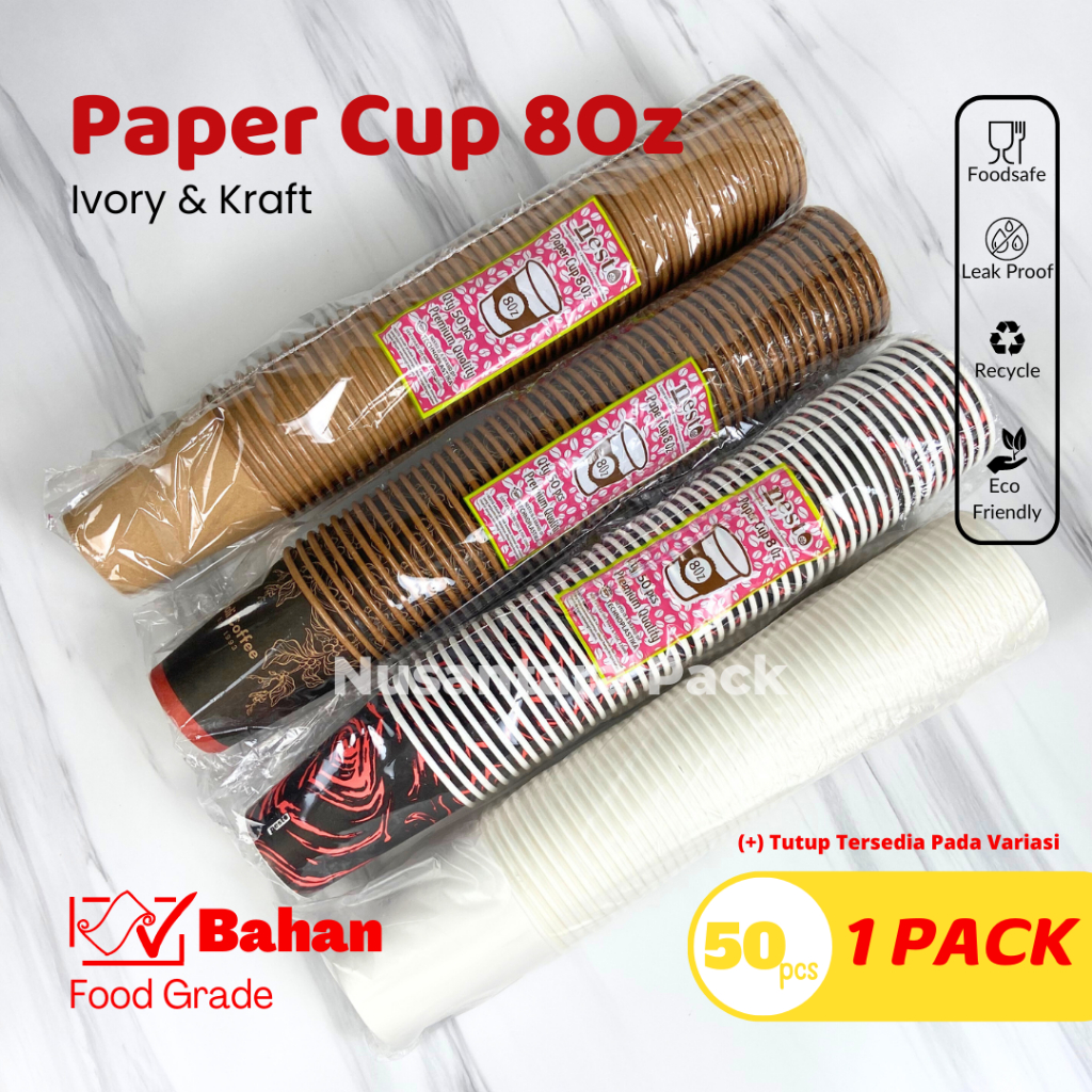 Jual [50 PCS] Paper Cup 8 Oz Gelas Kertas Teh Kopi Tahan Panas Foodgrade | Shopee Indonesia