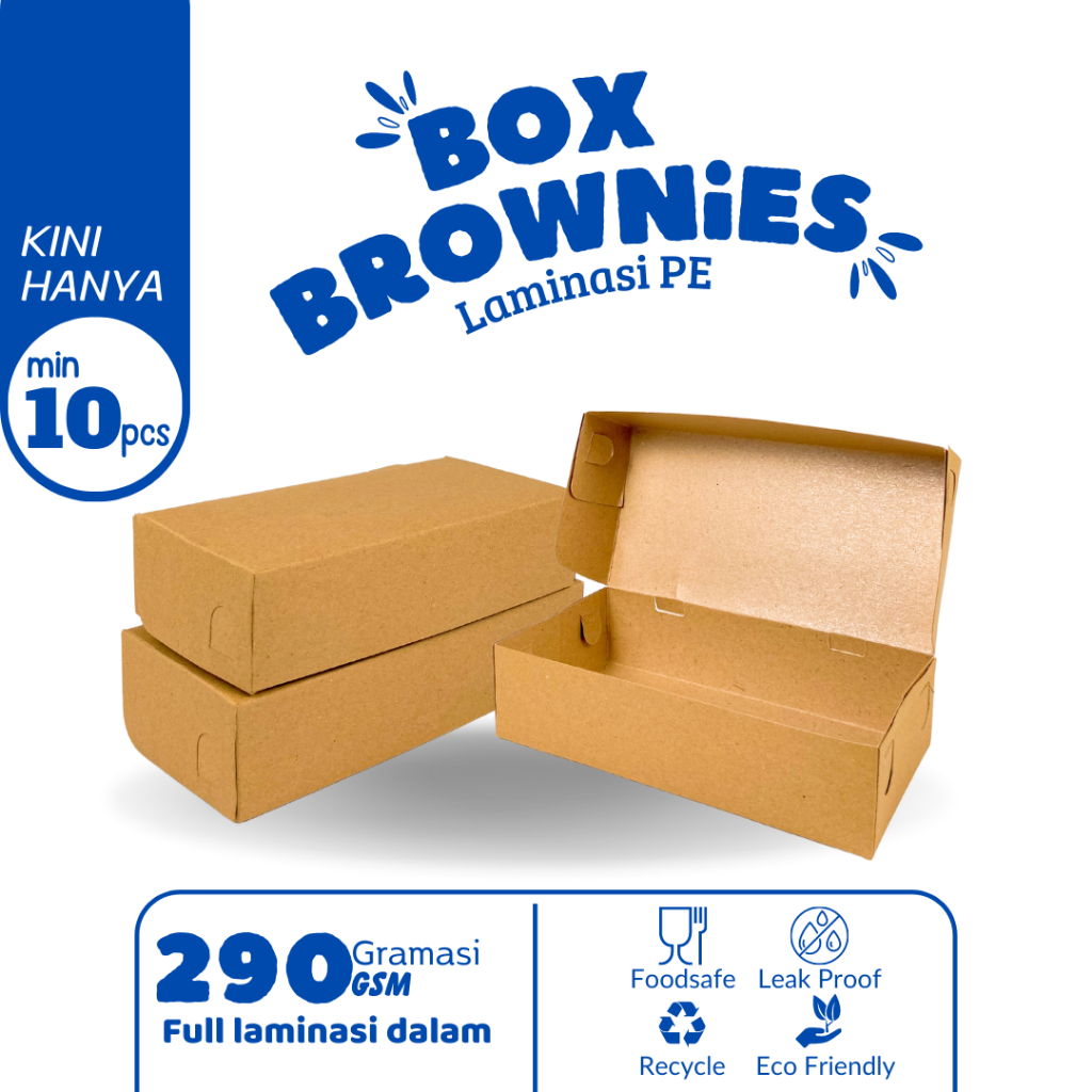 Jual Box Brownies Kotak Kue Bolu Kemasan Roti Snack Laminasi 20x10x5 ...