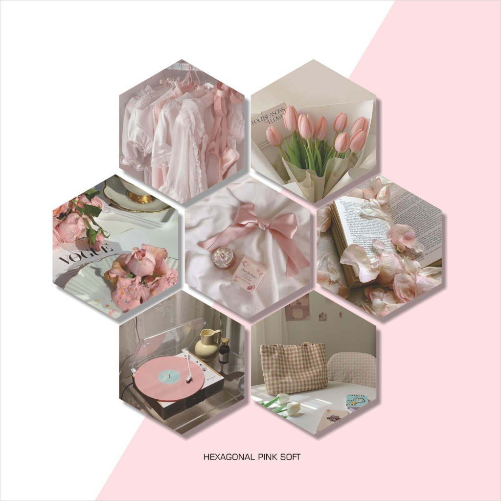 Jual Hiasan Pajangan Dekorasi Dinding Poster Kayu Wall Decor Hexagonal Pink Soft Kamar Tidur ...