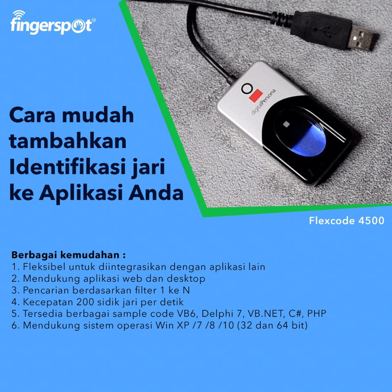 Jual FINGERPRINT FINGERSPOT DIGITAL PERSONA FASTCODE 4500 U ARE U ...