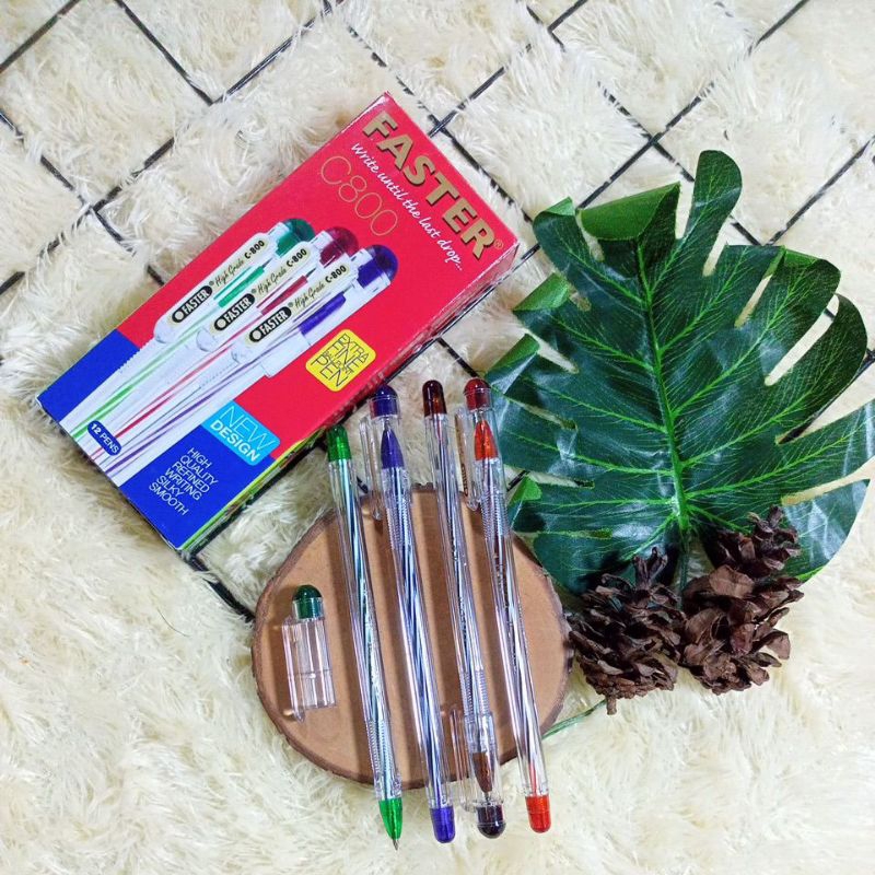 Jual PULPEN FASTER C800 HITAM PACK (12 PCS) | Shopee Indonesia