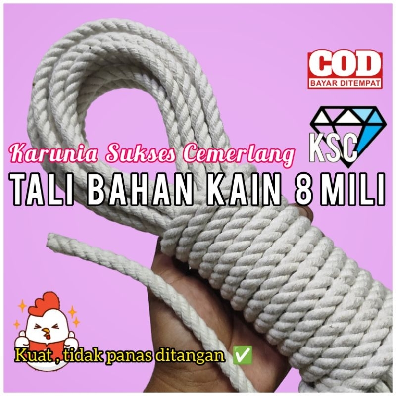 Jual TALI BAHAN KAIN 8MM (30 METER) TAMBANG KAIN / KATUN / TALI MOBIL ...
