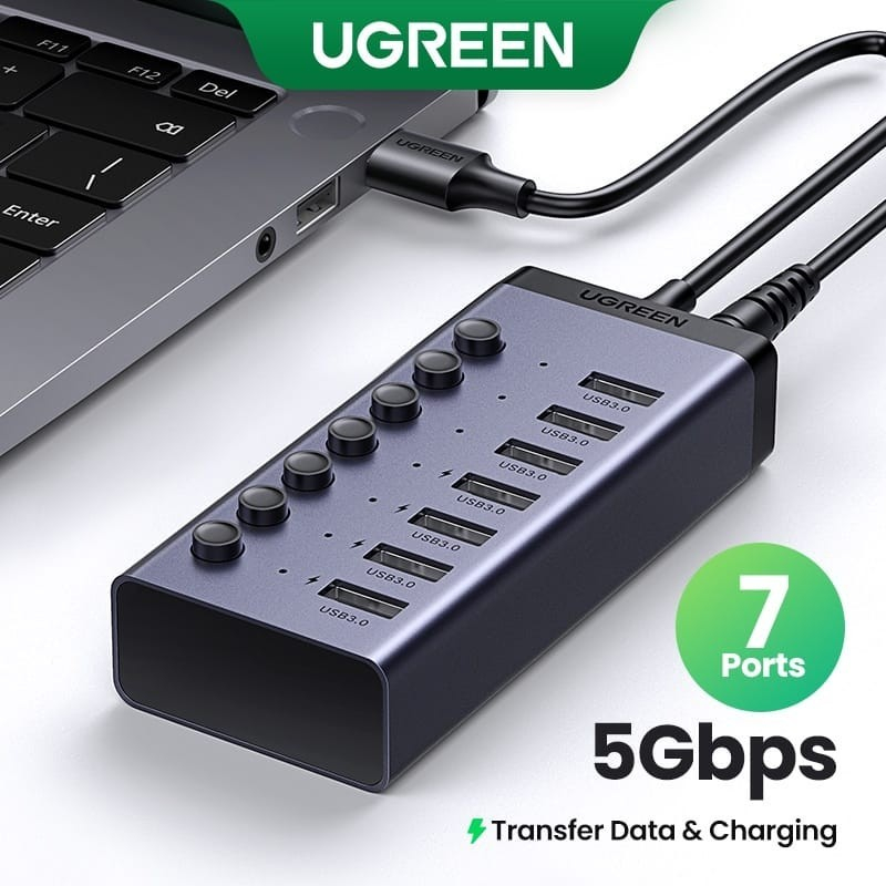 Jual Ugreen USB Hub 3.0 Powered USB Hub 7 ports / 4 port with DC ...
