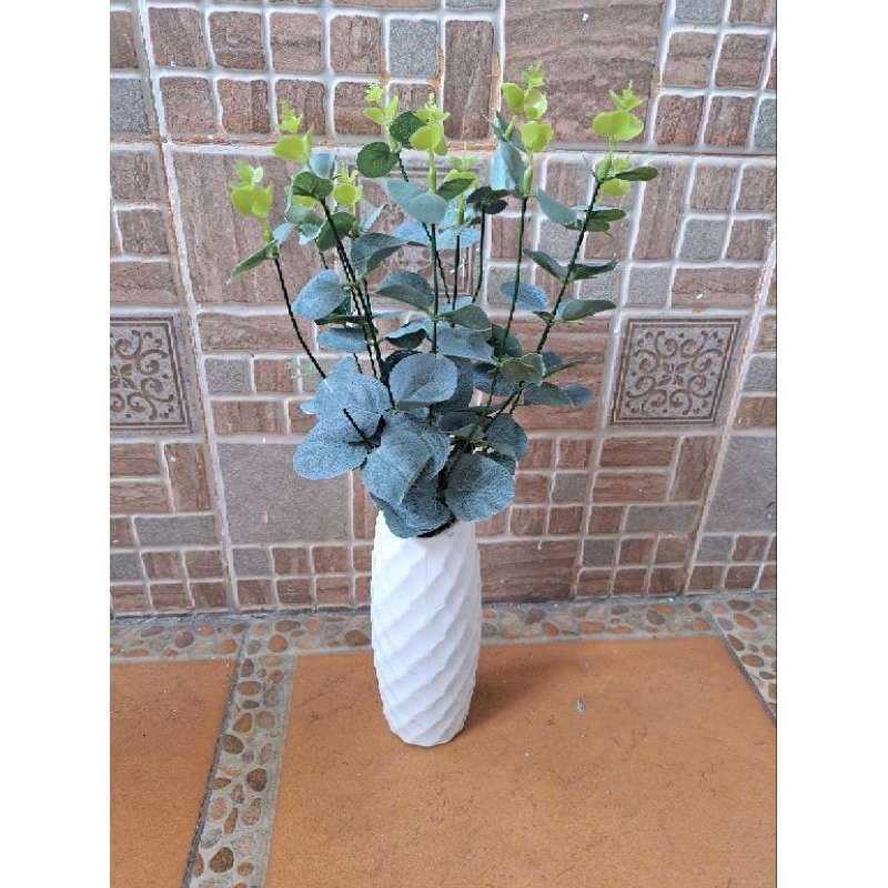 Jual bunga hiasan bunga meja daun dollar artificial +pot kepompong ...