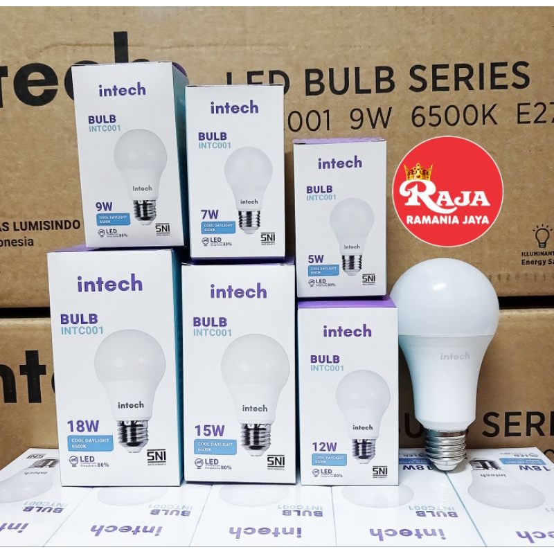 Jual NEW LAMPU LED BERKUALITAS INTECH CAHAYA PUTIH SUPER TERANG SNI ...