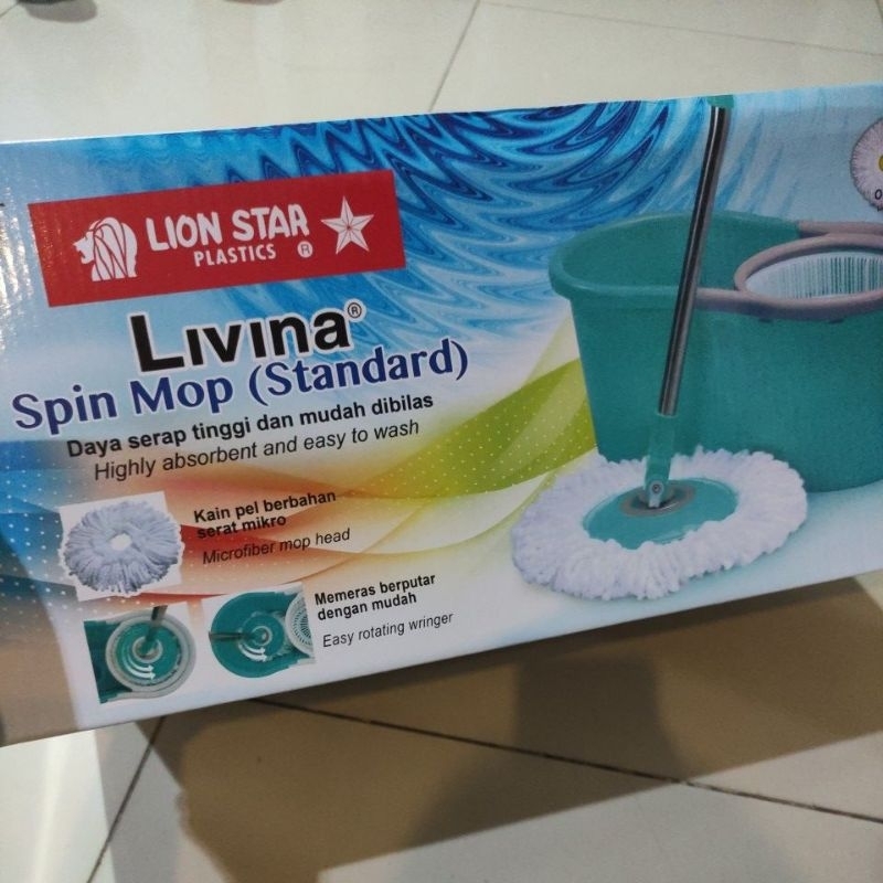 Jual Spin Mop Livina BM-45 set alat pel dengan ember Lion Star pel ...