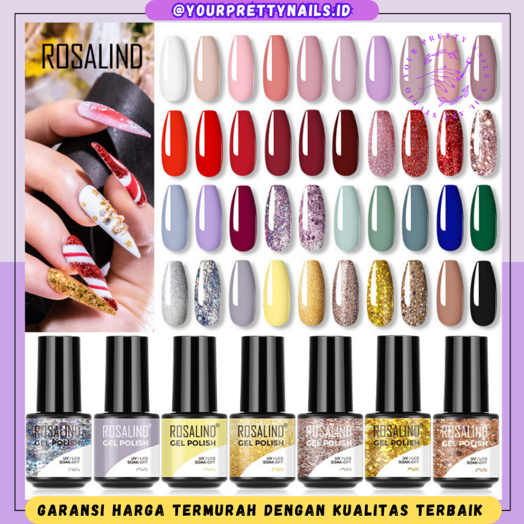 Jual (1-40) ROSALIND S SERIES 40 Colors Nail Gel Polish Kutek UV LED ...