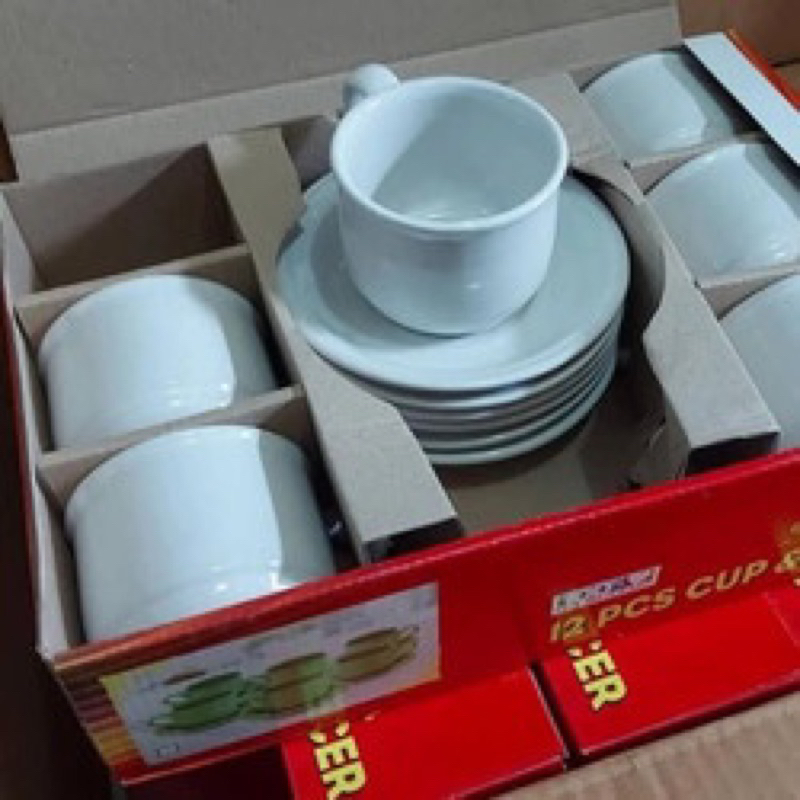 Jual Cangkir lepek /Cup & Saucer/ Cangkir set Keramik nikura putih ...