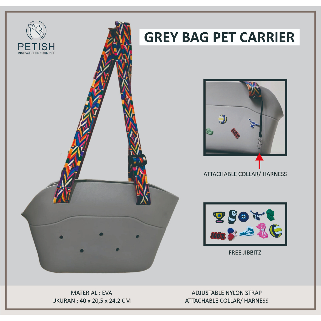 Jual Petish Grey Bag Pet Carrier | Shopee Indonesia