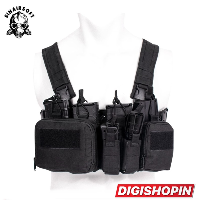 Jual Rompi Tactical Pouch Chest Rig Vest Rompi Army Tentara Black SWAT ...