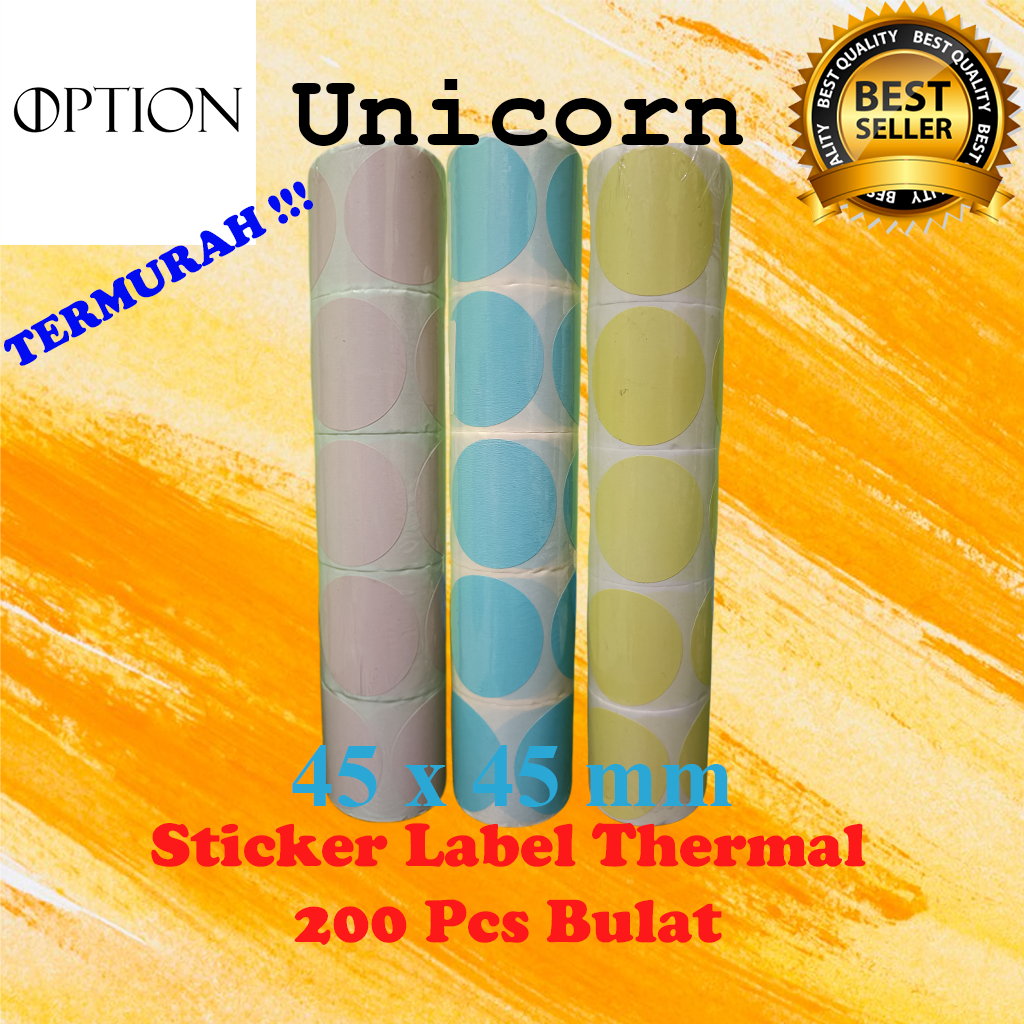 Jual LABEL STICKER THERMAL 45x45MM / 45x45 UNICORN WARNA BULAT TOM ...