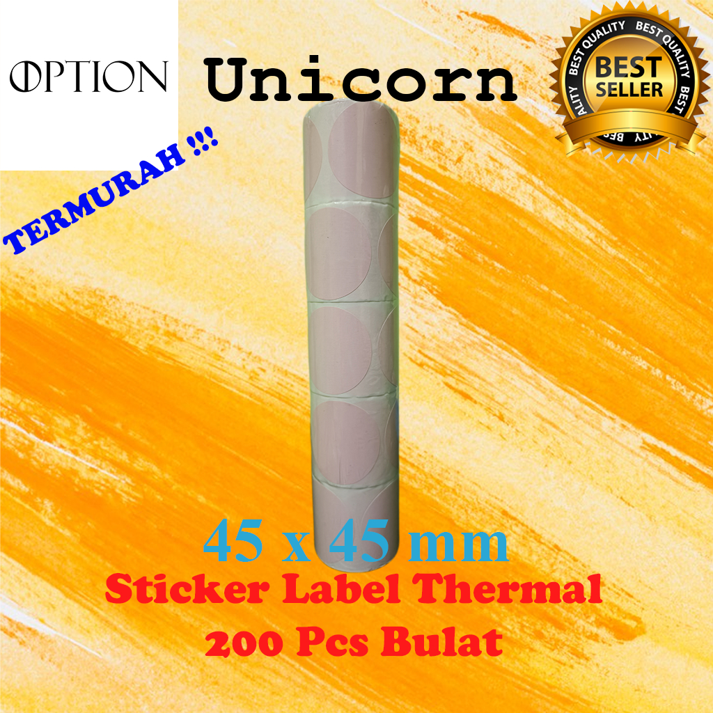 Jual LABEL STICKER THERMAL 45x45MM / 45x45 UNICORN WARNA BULAT TOM ...