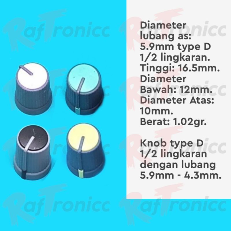 Jual Knob Abu Abu Ungu Kuning Hitam Dan Hijau Potensio Type D Untuk ...