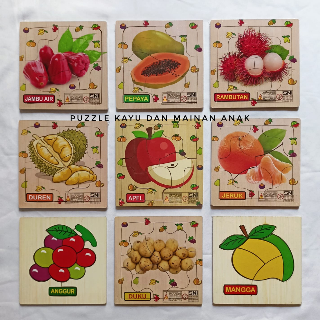 Jual Mainan Edukasi Anak Puzzle Kayu KC Murah SNI Buah Sayur Mangga ...