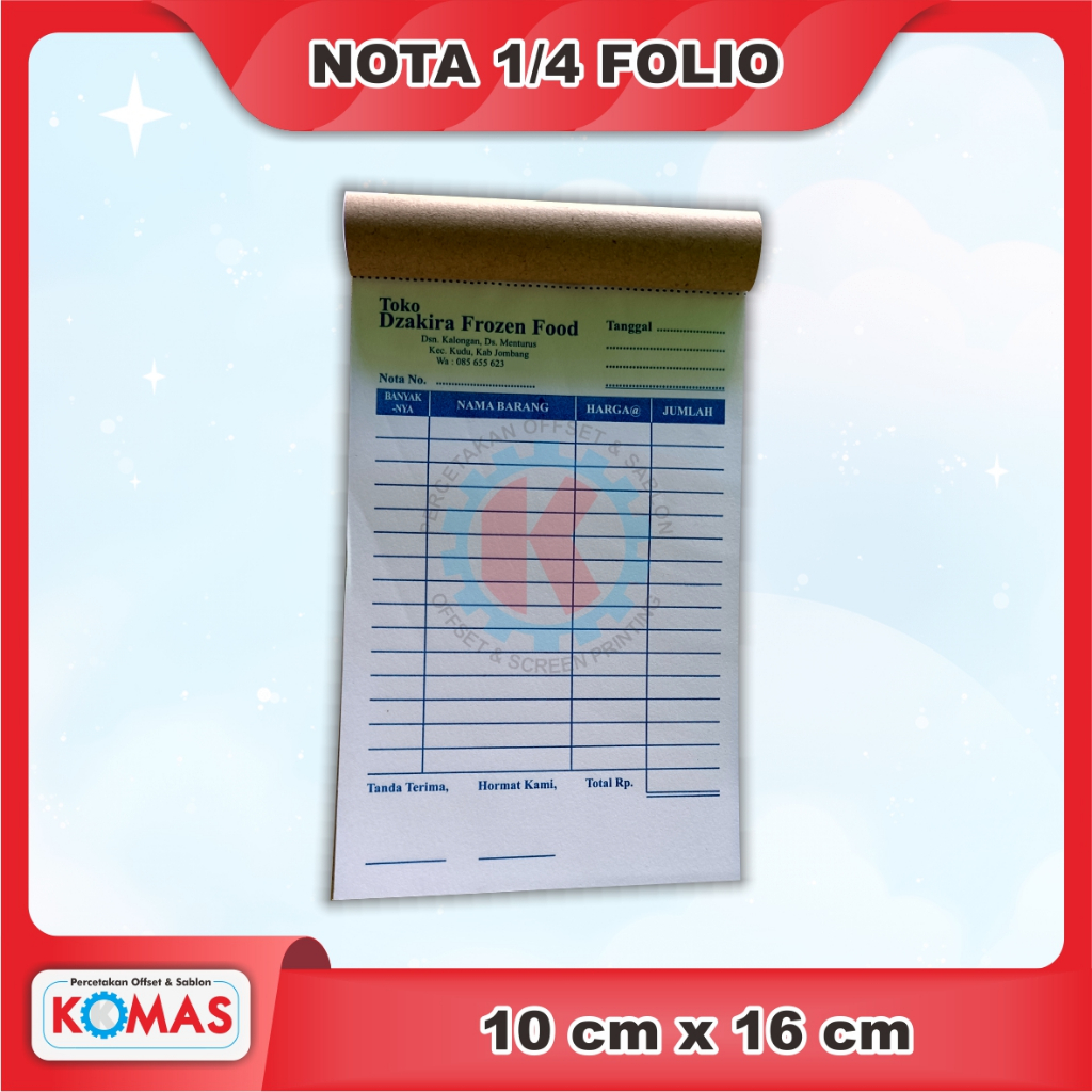 Jual Nota 1/4 Folio 4 PLY | Kwitansi | Surat Jalan | Faktur | Bon ...