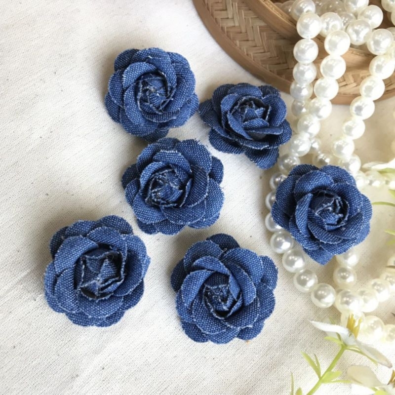 Jual PER 1 BIJI - BUNGA ROSE DENIM / TEMPELAN BUNGA JADIAN / BUNGA ROSE ...