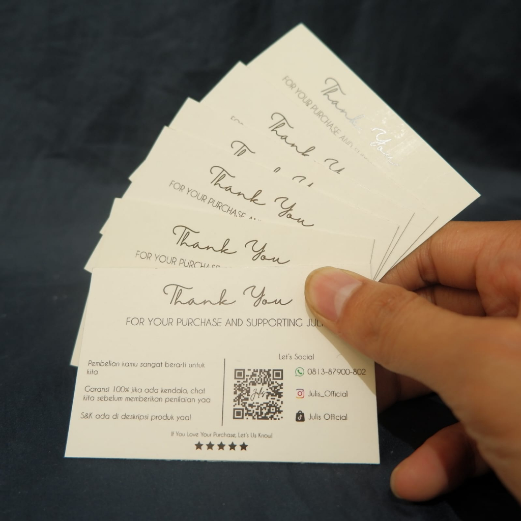 Jual Thank You Card Custom 1 Sisi | Cetak Kartu Ucapan Terima Kasih ...