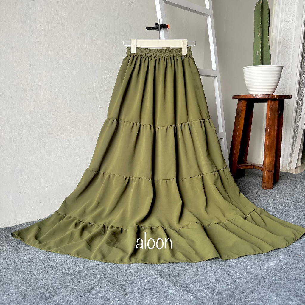 Jual Selia Rok Rempel Ceruty Babydoll Premium – Rok Susun Ruffle Maxi ...