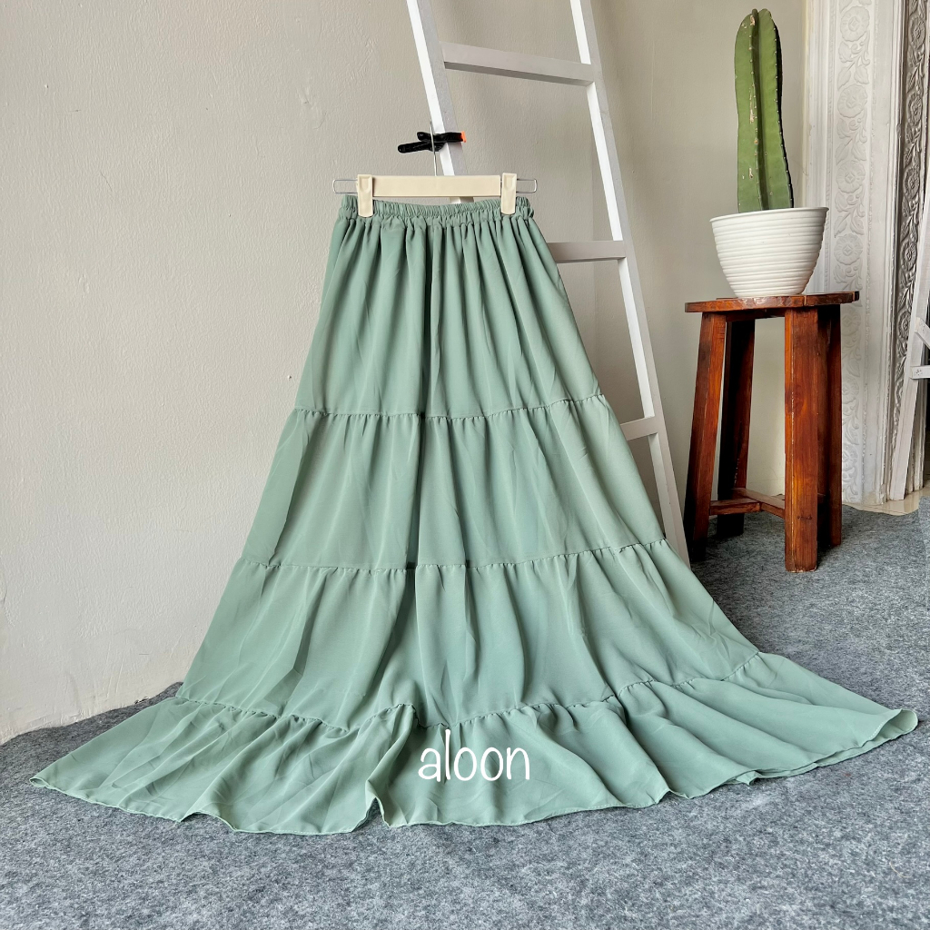 Jual Selia Rok Rempel Ceruty Babydoll Premium – Rok Susun Ruffle Maxi ...