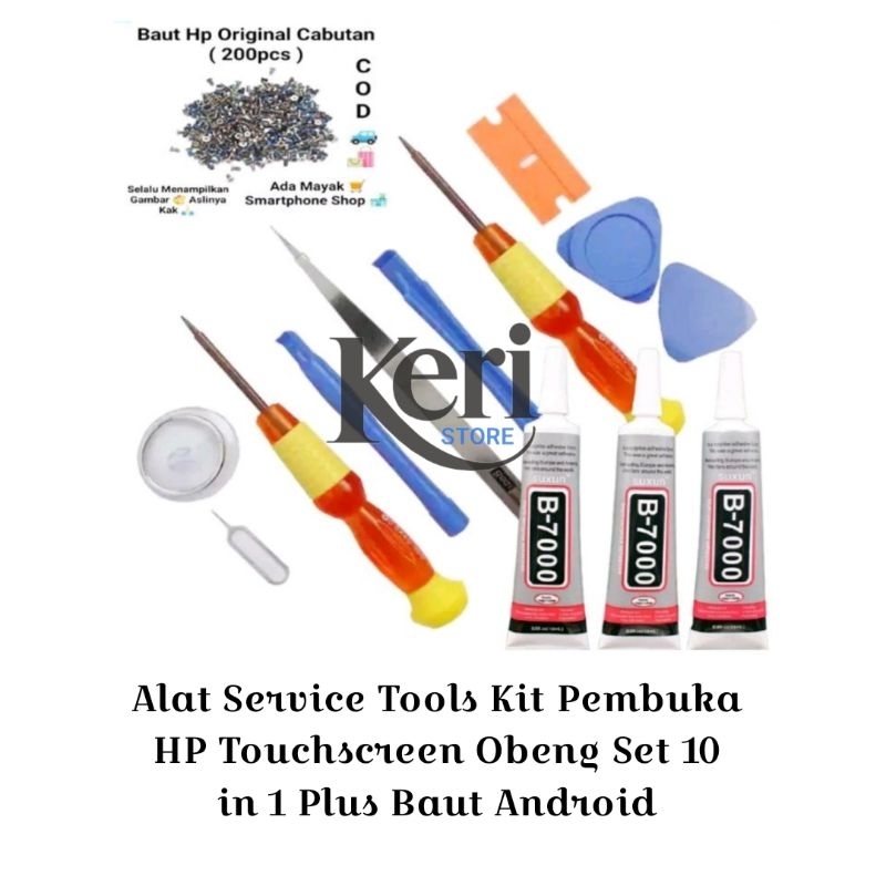 Jual Alat Service Tools Kit Pembuka HP Touchscreen Obeng Set 10 in 1 ...