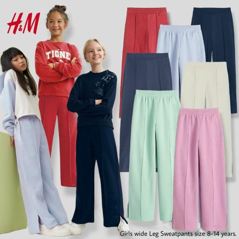 Jual H&M Girl Wide Leg Sweat Pants / Celana Panjang Anak Perempuan HnM ( 8 - 14 Years) | Shopee ...
