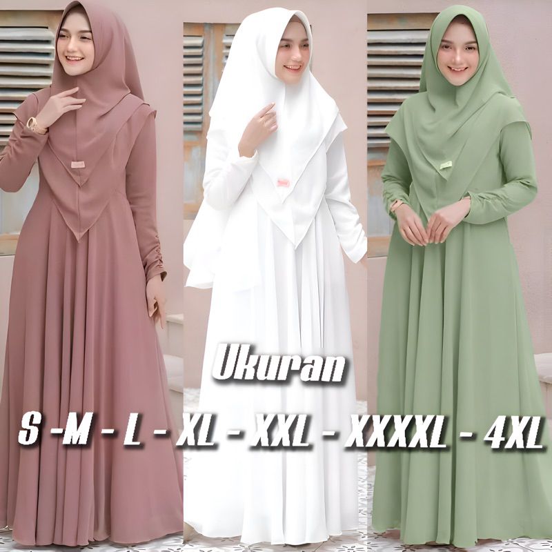 Jual GAMIS SYARI ADA 14 WRNA PLUS JILBAB 2 LAYER UKURAN M L XL XXL XXXL 4XL SET KhIMAR MURAH ...
