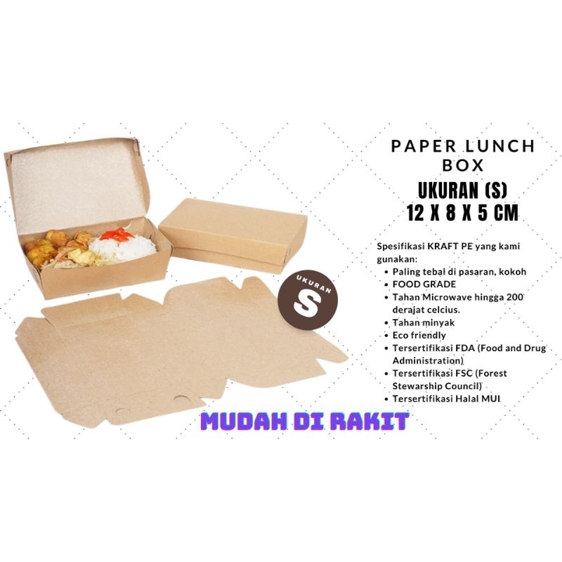 Jual (satuan)Paper Lunch Box (S) FULL LAMINASI, Lunch Box Paper ...