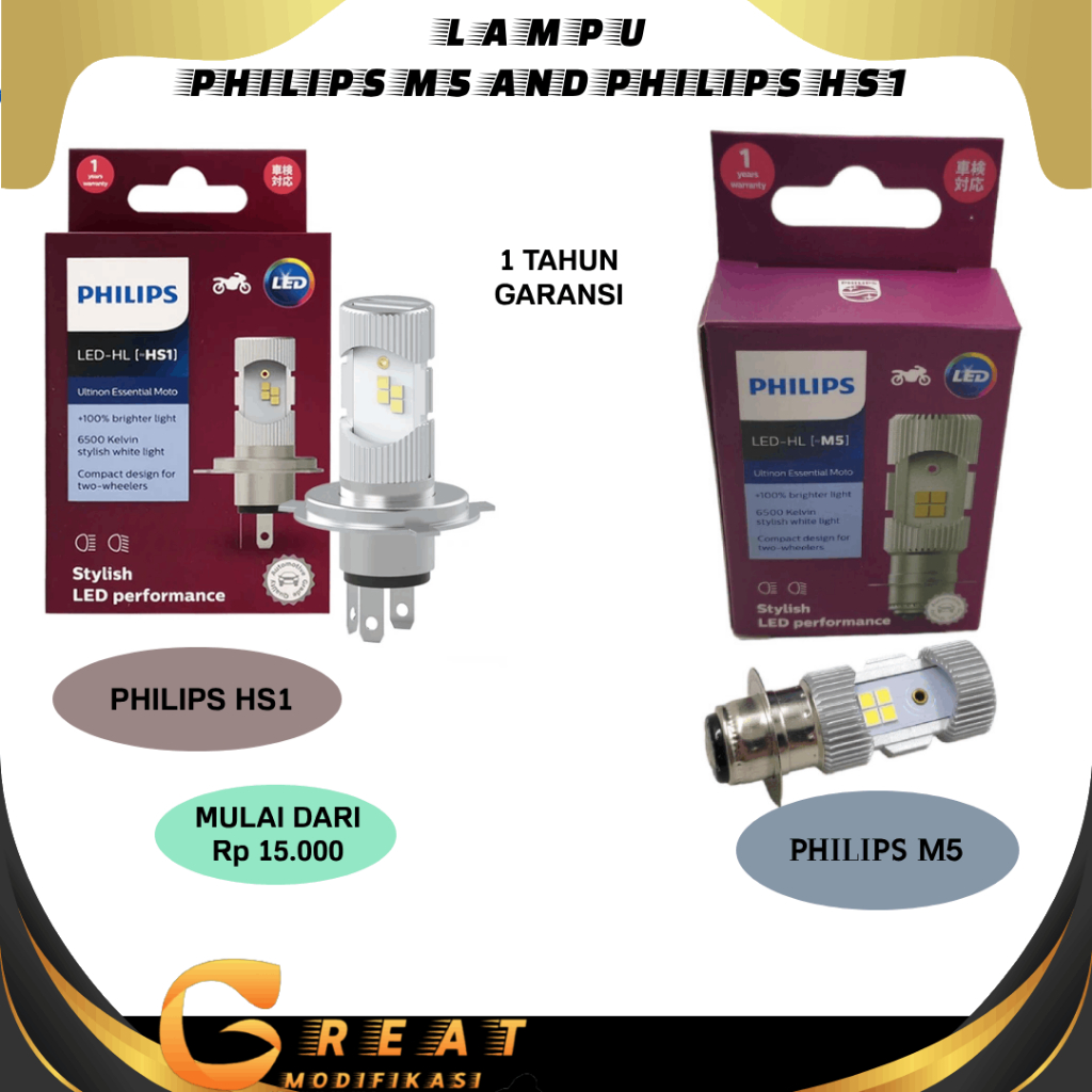 Jual BOHLAM LAMPU DEPAN MOTOR LED M5 H6 12V KAKI 1 PUTIH PHILIPS ORIGINAL YQU | Shopee Indonesia