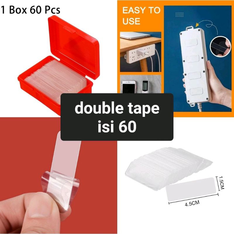 Jual Double Tape Isi 60Pcs Box Mini Selotip Bening Transparan Ajaib 2 ...
