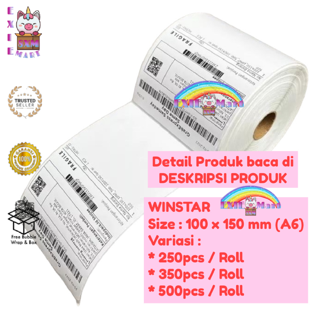 Jual KERTAS LABEL THERMAL RESI ROLL 100X150 mm LABEL STICKER BARCODE ...