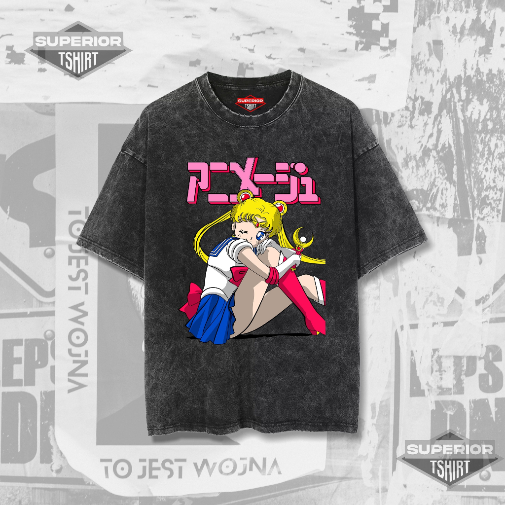 Jual Superior Kaos Sailor Moon Oversize Stonewash Washed Tshirt Kaos